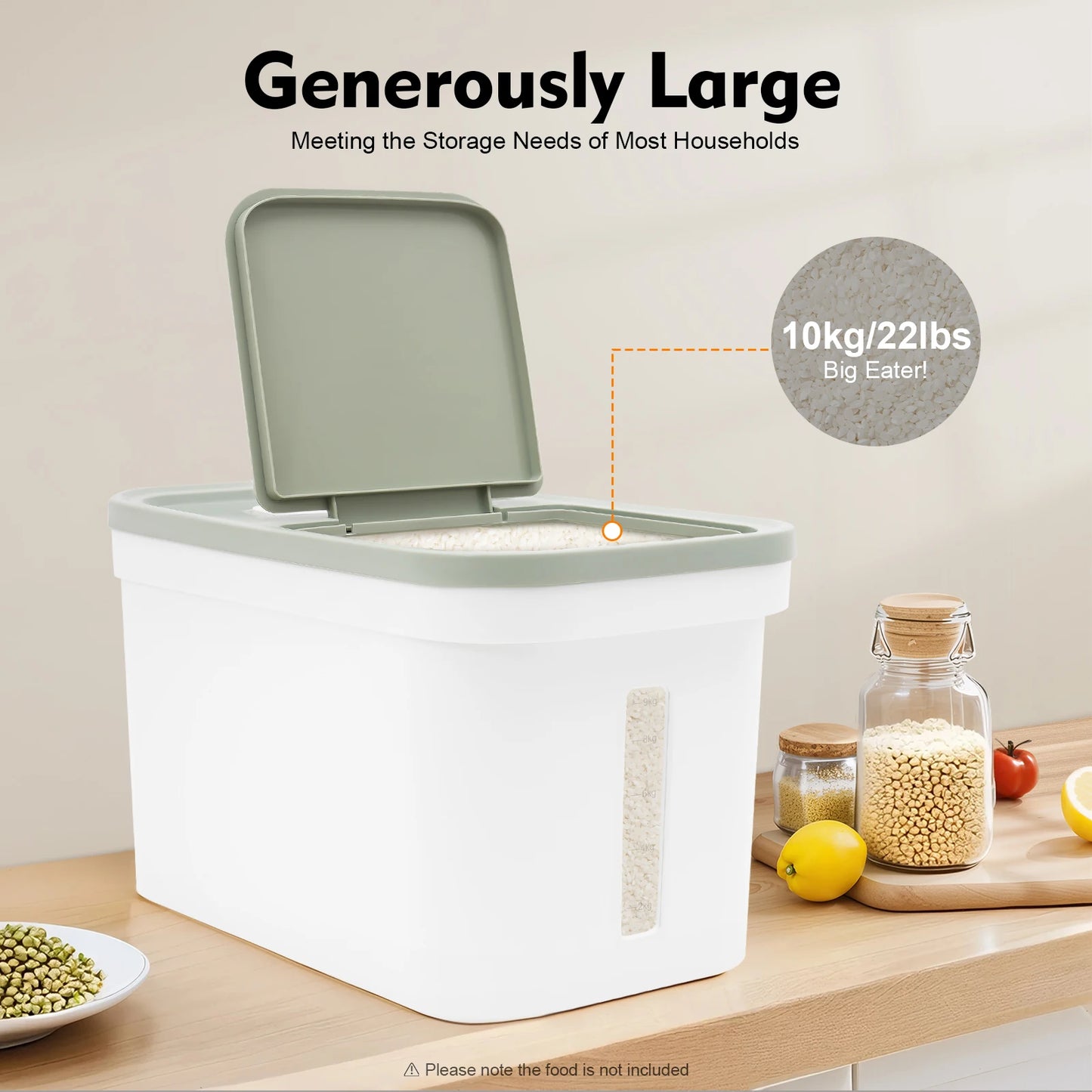 10 kg Large Food Storage Container Flour Container Rice Dispenser Airt ...