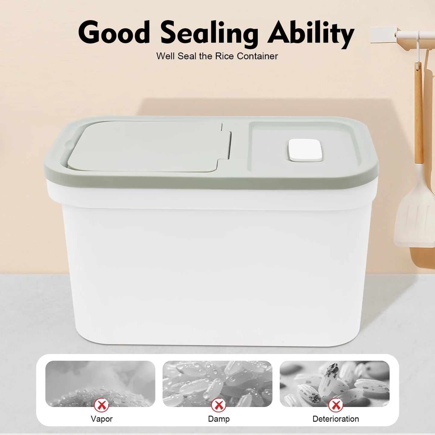 10 kg Large Food Storage Container Flour Container Rice Dispenser Airt ...